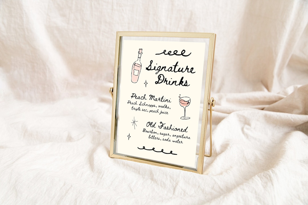 Signature Drink Sign Template, Custom Signature Drink Bar Sign ...