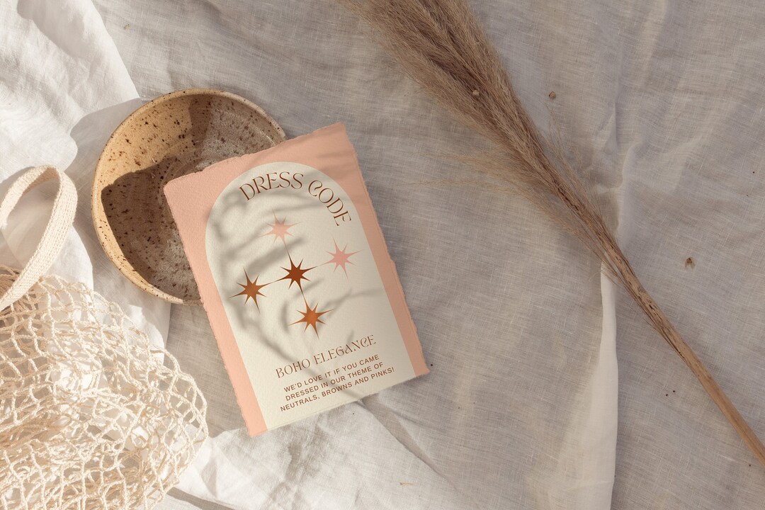 Boho Arch Dress Code Card Template, Editable Colours Wedding Dress Code ...