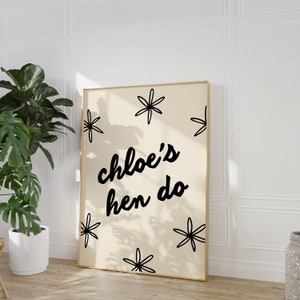 Hen Do Welcome Sign Template, Daisy Floral Hand Drawn Hen Party Sign ...