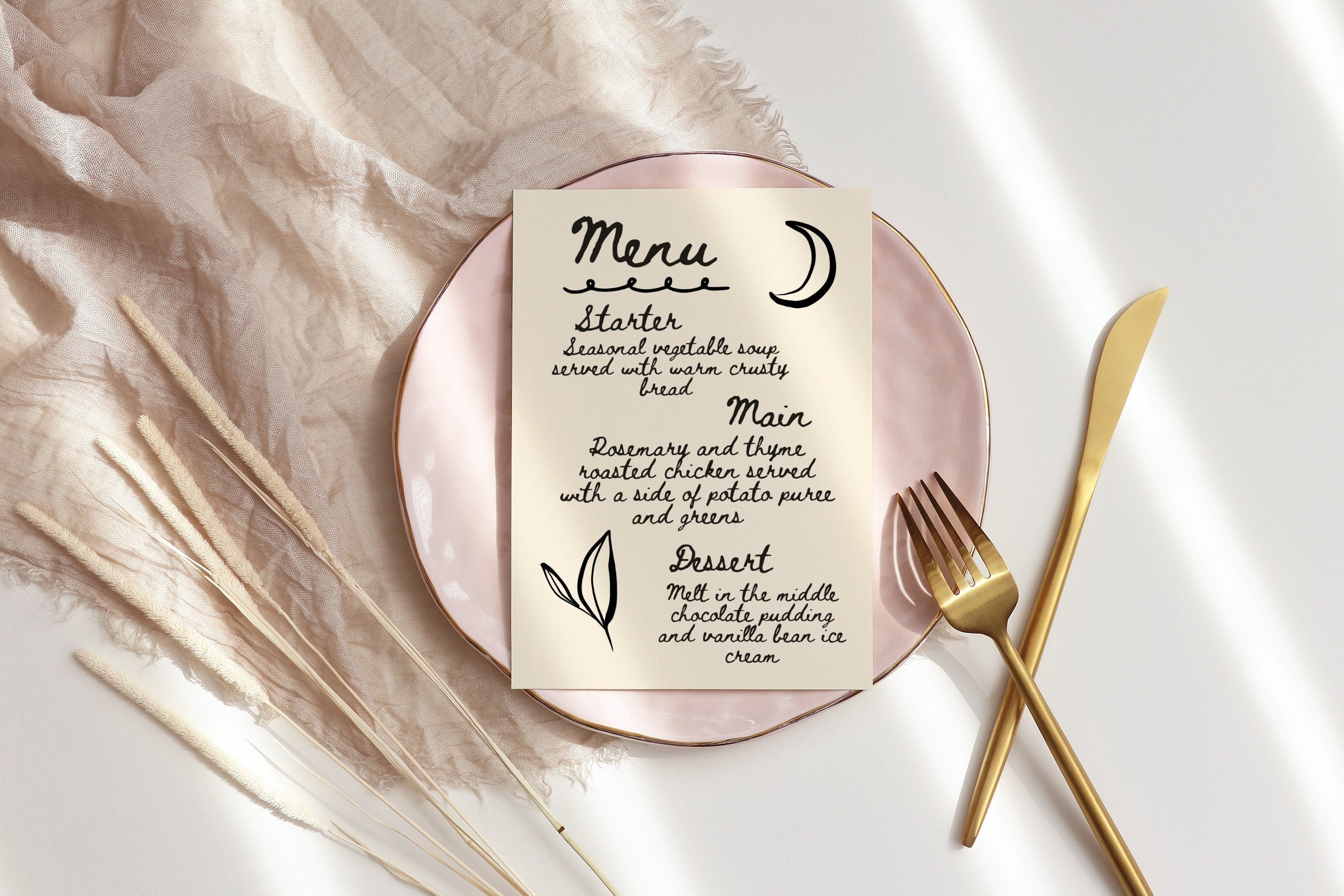 Boho Menu Template Boho Celestial Illustrated Menu Card - Etsy