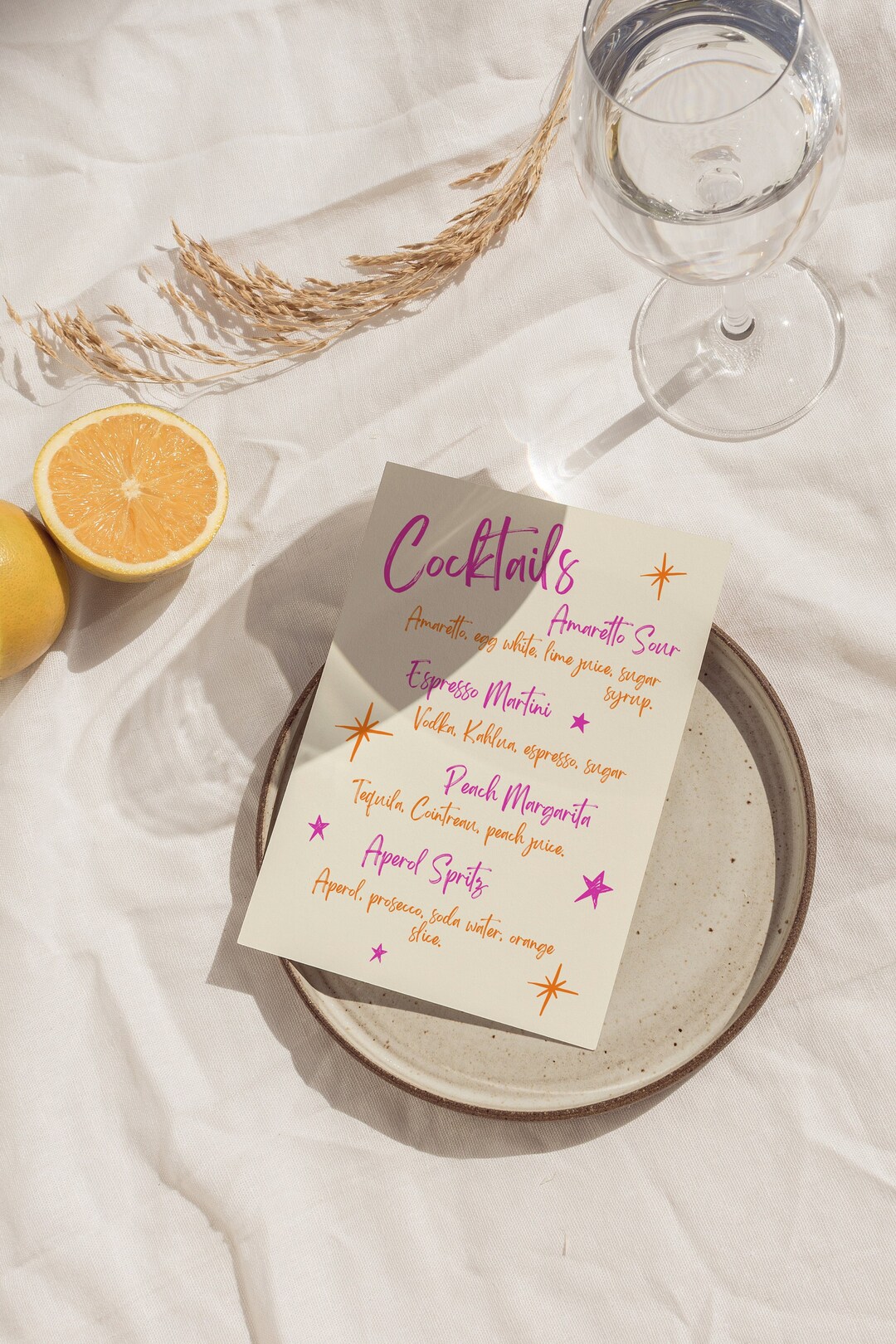 Bright Drinks Menu Template, Colorful Handwritten Cocktail Menu ...