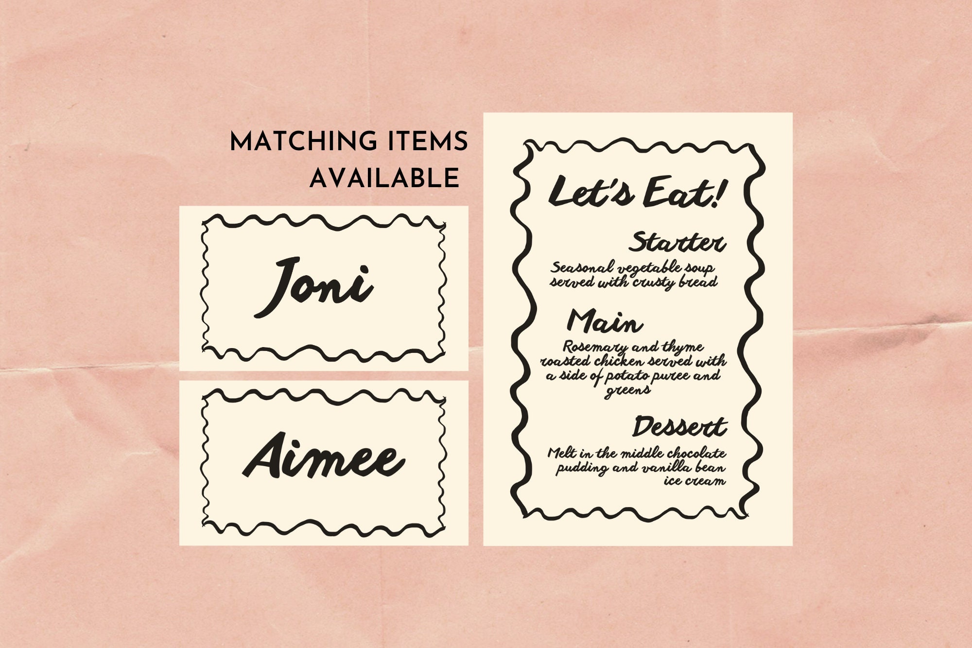 Neutral Wavy Border Drinks Menu Template Handwritten Cocktail - Etsy