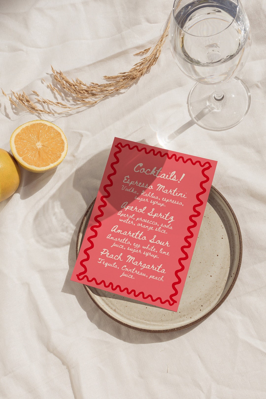 Bright Wavy Drinks Menu Template, Colorful Handwritten Cocktail Menu ...