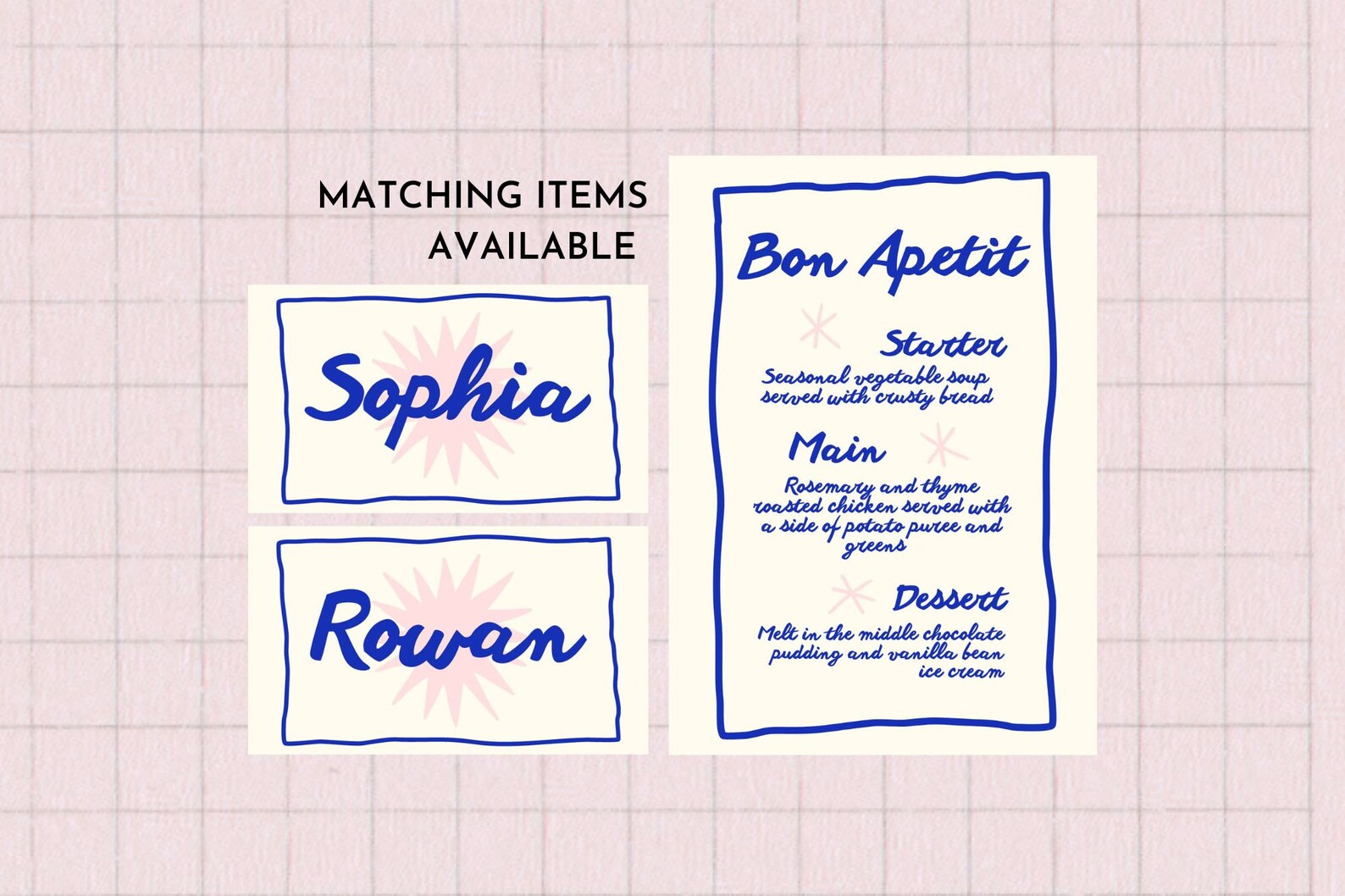 Blue Hand Painted Menu Template Handwritten Dinner Menu - Etsy