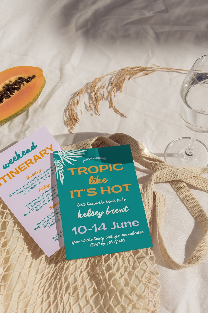 Tropic Like It's Hot Bachelorette Invitation Itinerary - Etsy