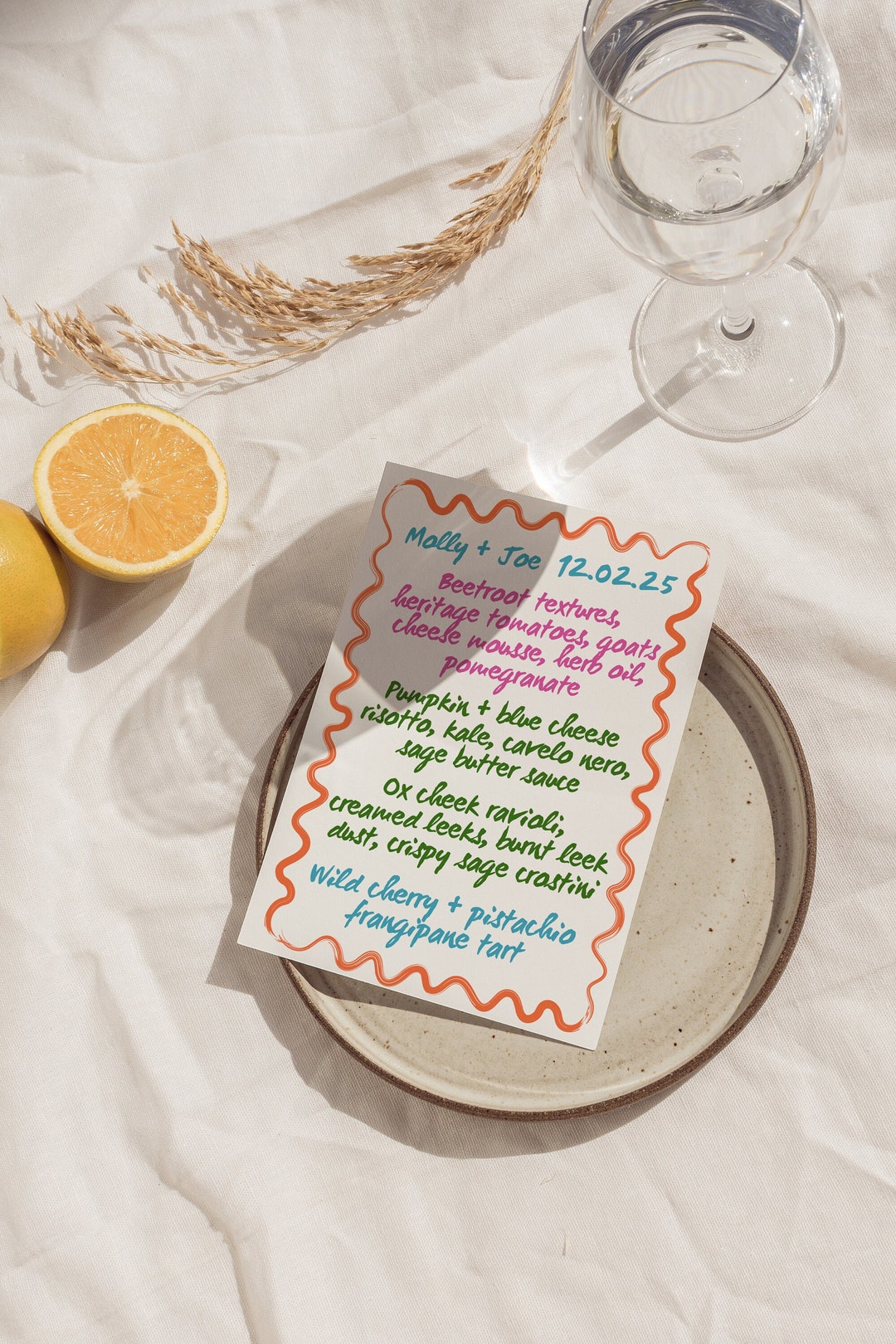 Bright Wavy Green Blue Pink Menu Template, Colourful Handwritten Menu ...