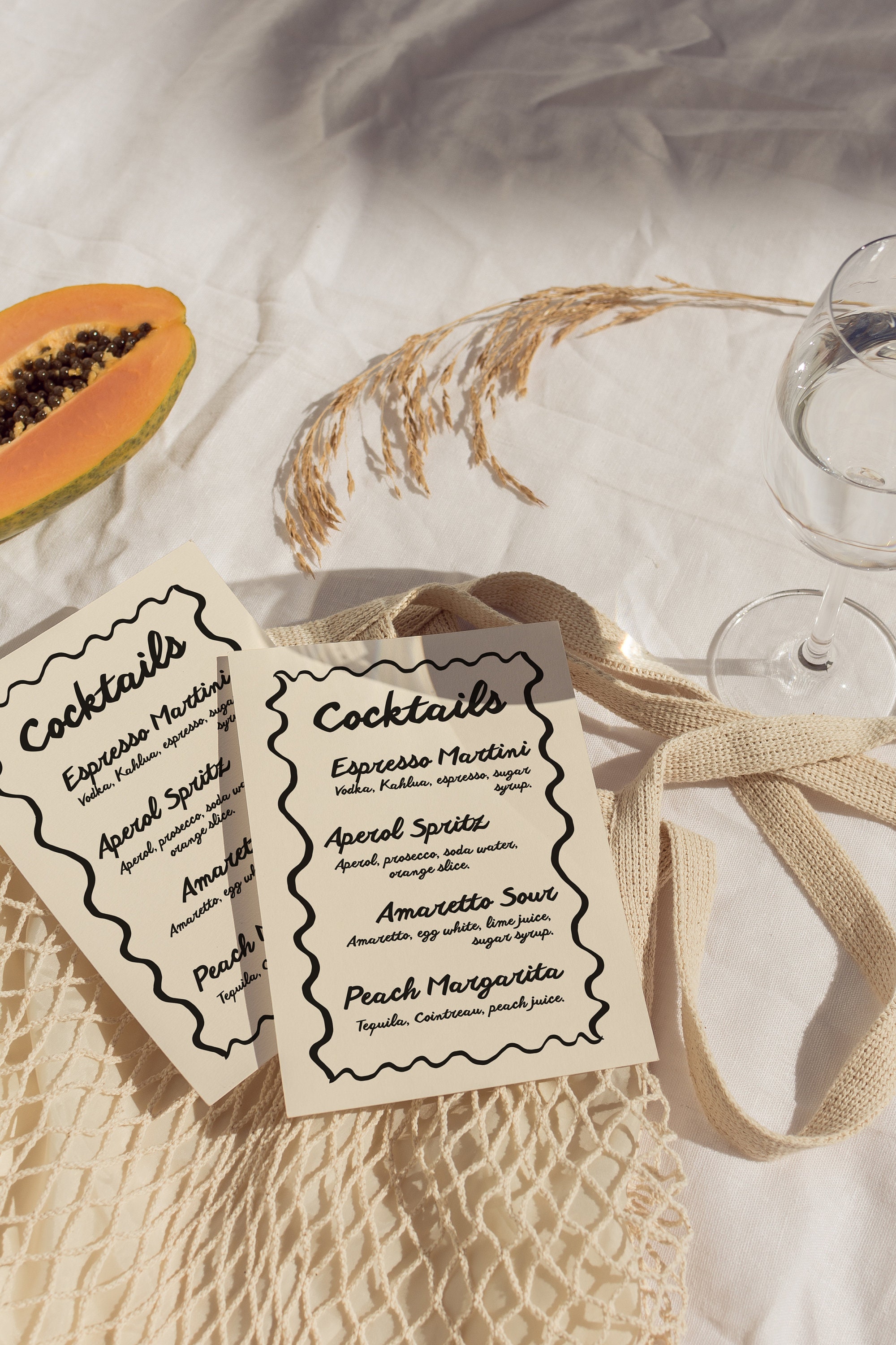 Neutral Wavy Border Drinks Menu Template Handwritten Cocktail - Etsy