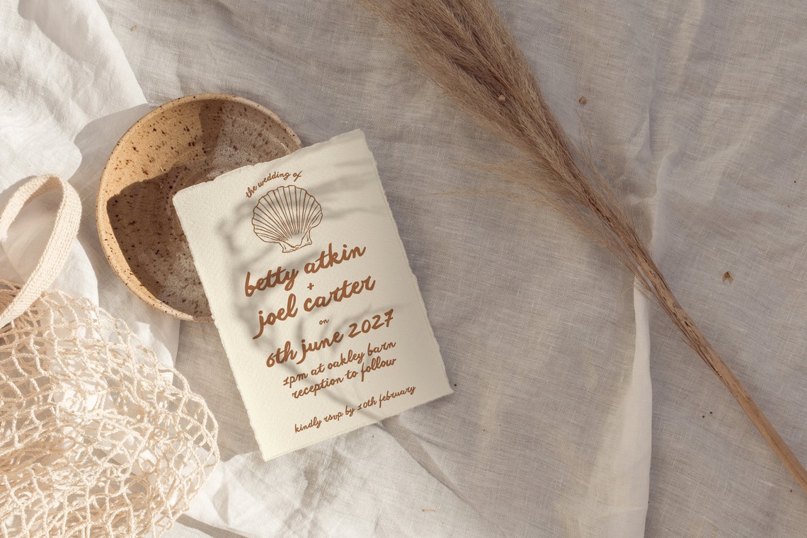 Shell Wedding Invitation Template, Editable Wedding Invitations ...