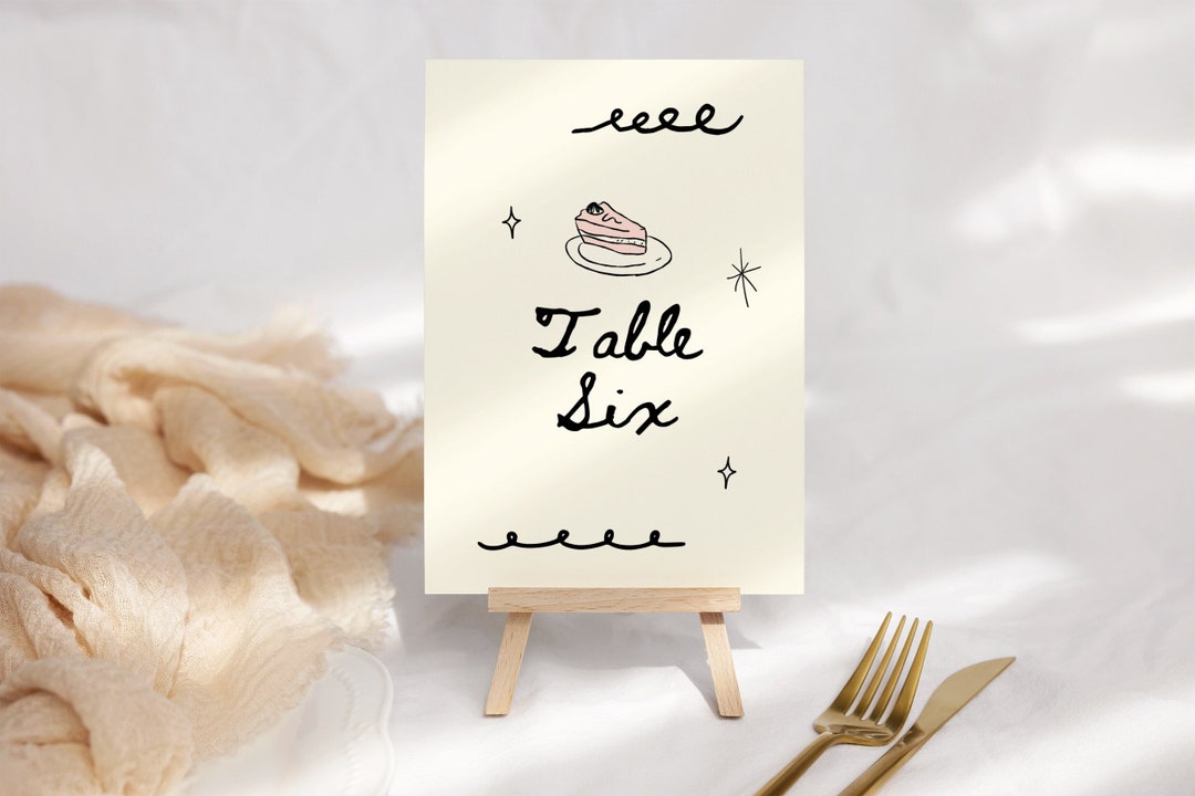 Illustrated Table Numbers Template, Custom Wedding Table Numbers ...