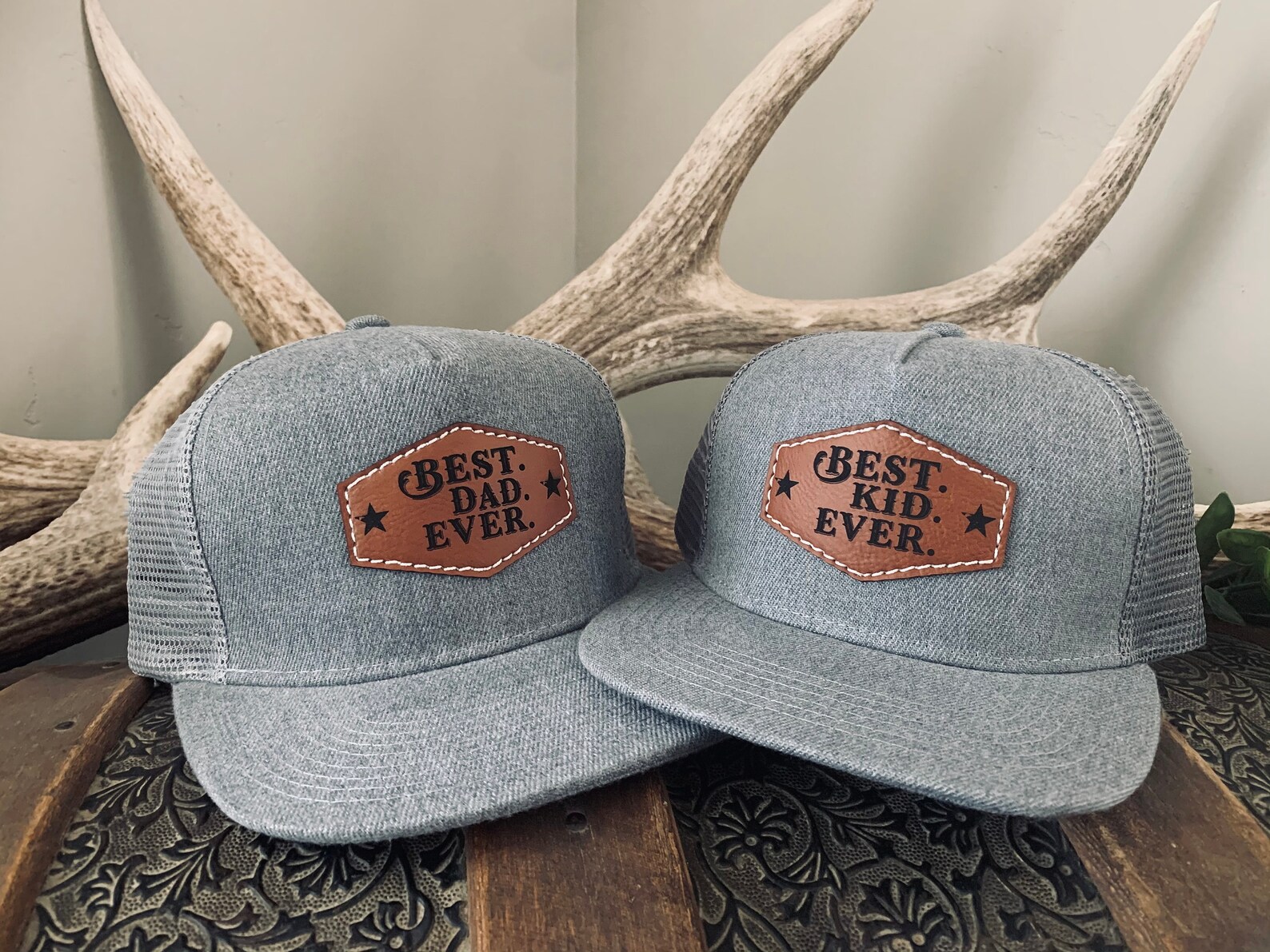 Kid Dad Hat Set, Best Kid & Dad Ever Caps, Matching Father Son, Western ...