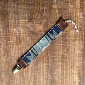 Binky Pacifier Clip Wool & Leather, PNW Native American Style Infant ...