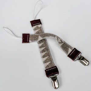 Binky Pacifier Clip Wool & Leather | PNW Native American Style Infant ...