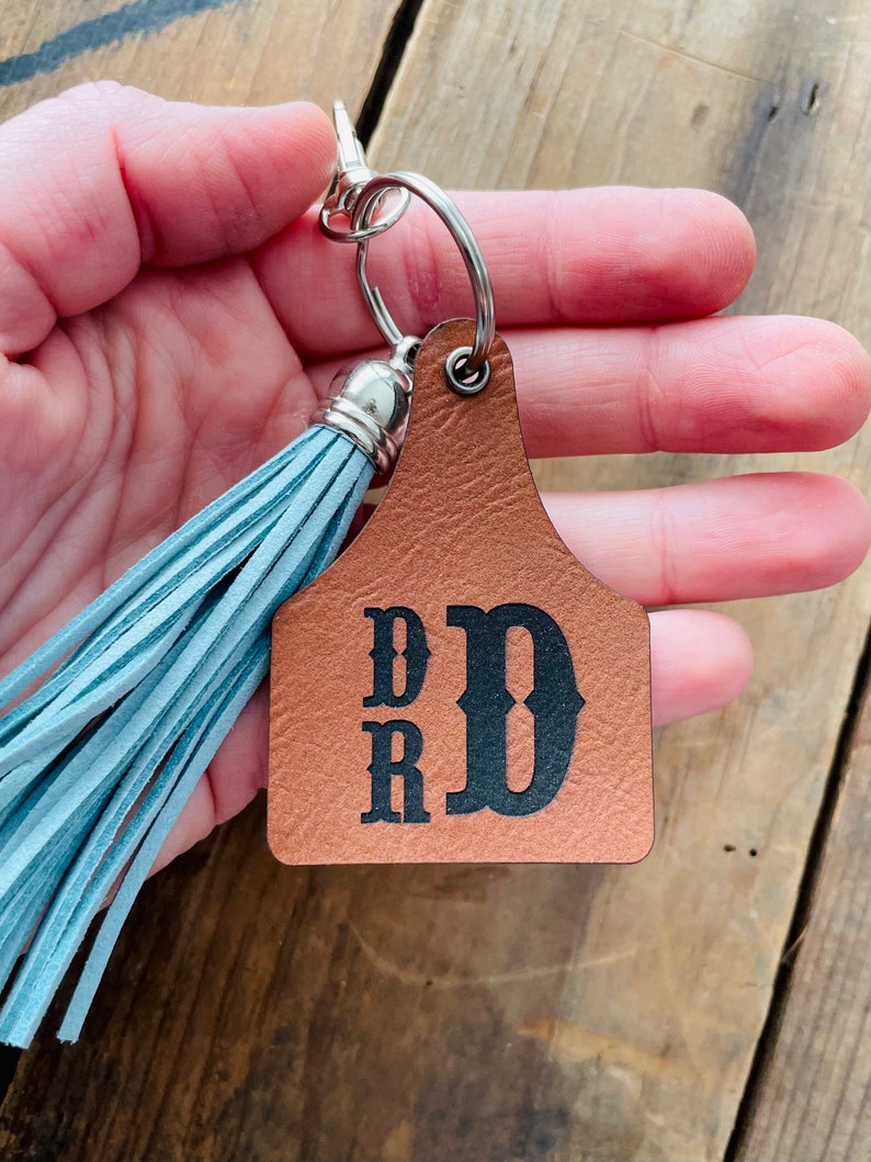 Cow Tag Keychain, Customized Ranch Brand, Personalized Initials or Logo ...