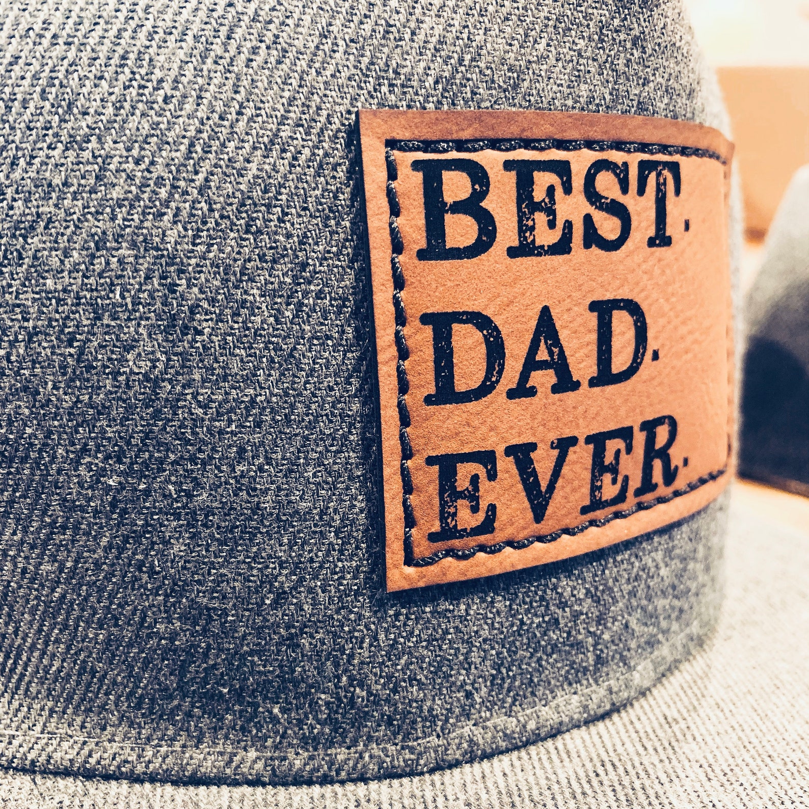 Best Dad Ever Snapback Hat | Father’s Day Cap | Faux Leather Patch Flat ...