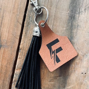 Cow Tag Keychain, Customized Ranch Brand, Personalized Initials or Logo ...