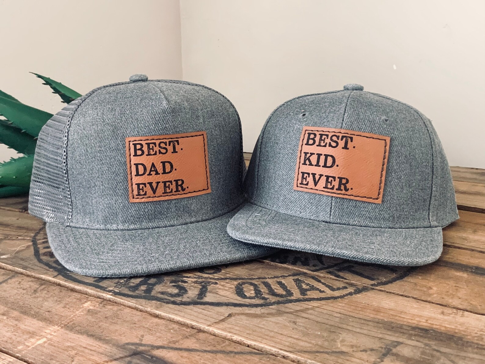 Best Dad Ever Snapback Hat | Father’s Day Cap | Faux Leather Patch Flat ...