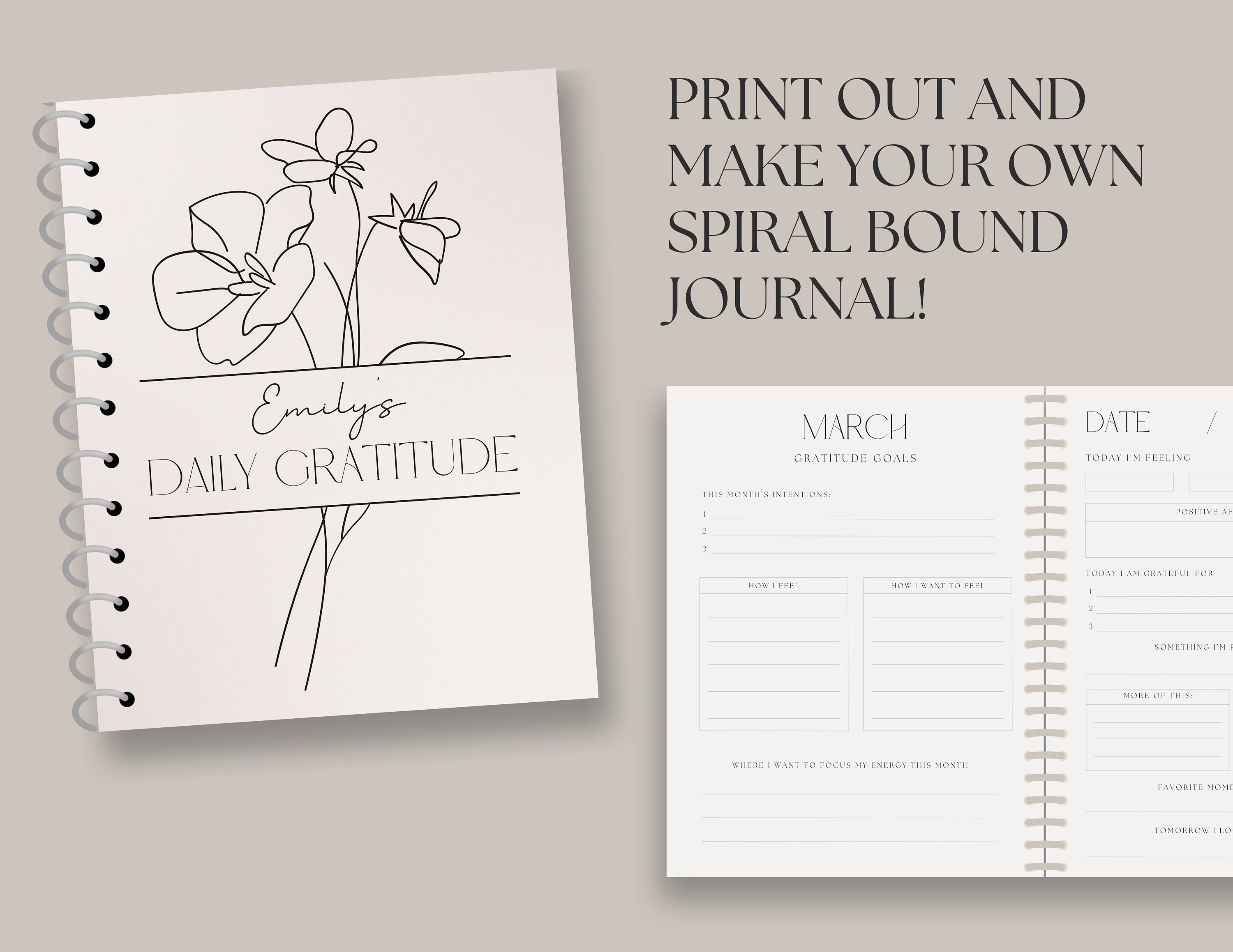 Editable Gratitude Journal Printable Positive Affirmation Workbook ...