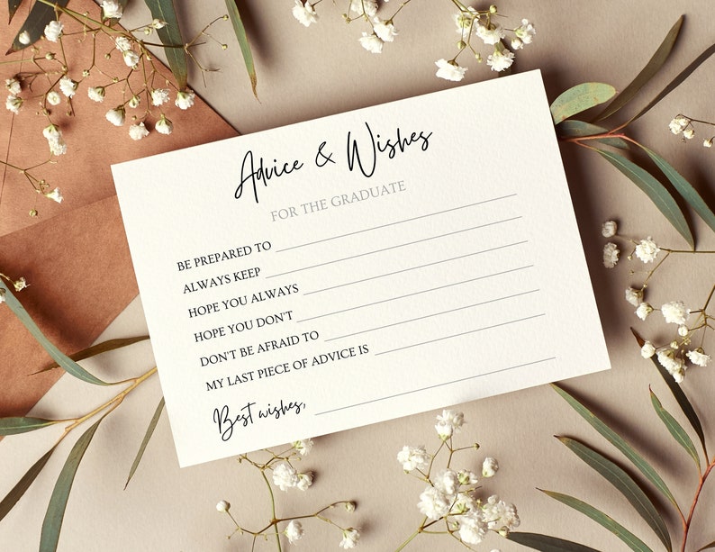Editable Graduation Advice and Wishes Card Canva Template, Printable ...