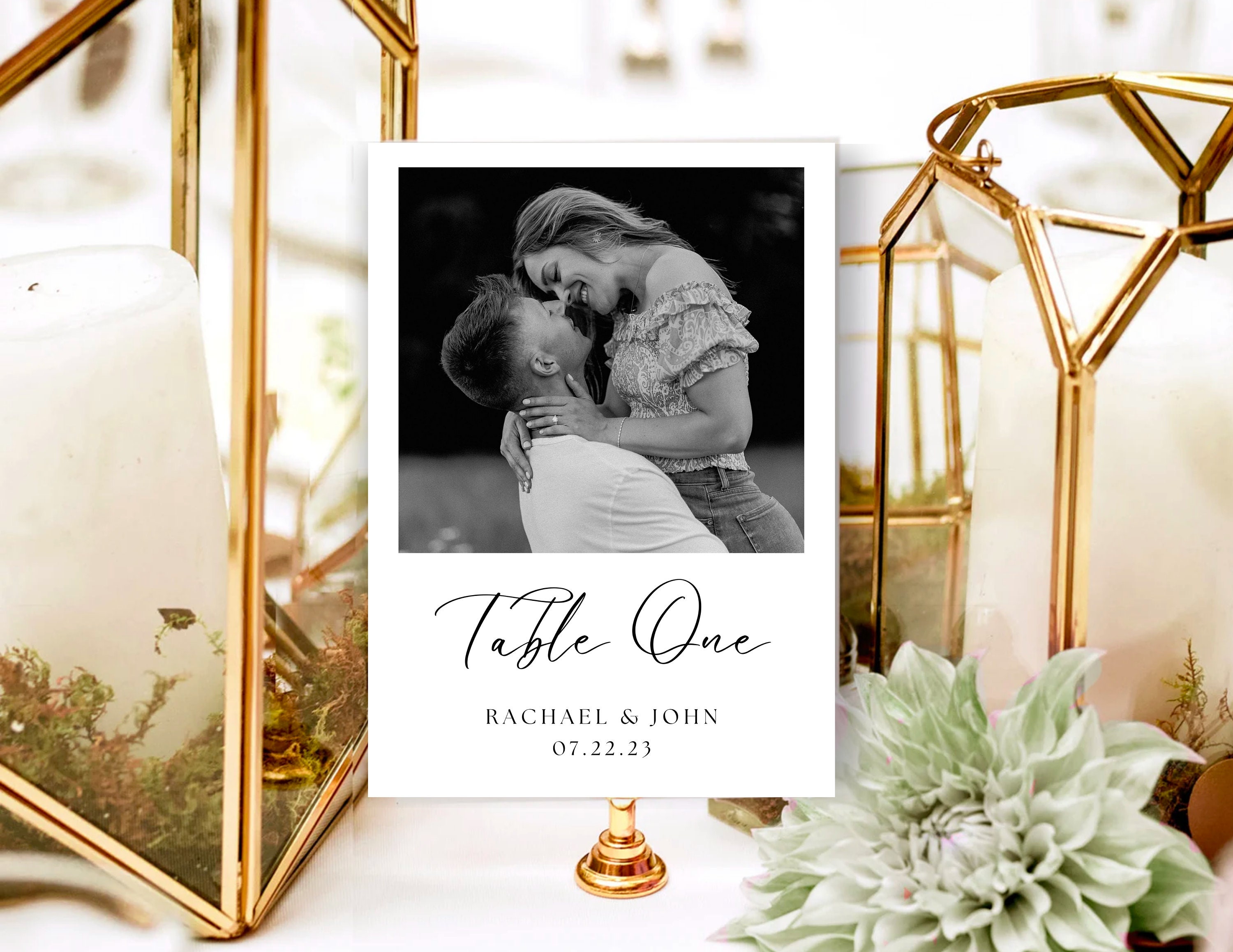Editable Wedding Photo Table Numbers Canva Template, Minimal Neutral ...