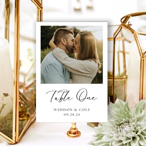 Editable Wedding Photo Table Numbers Canva Template, Minimal Neutral ...