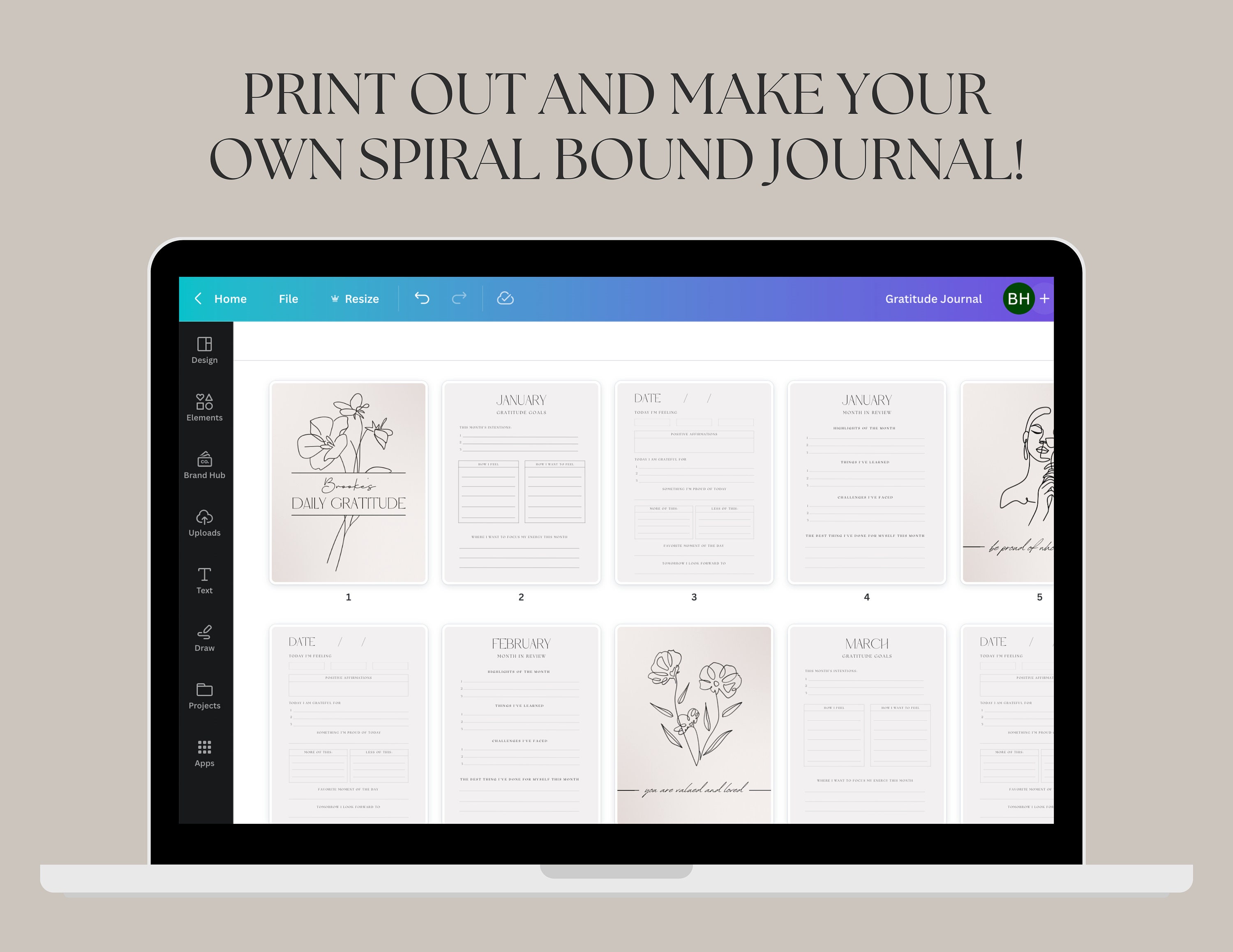 Editable Gratitude Journal Printable | Positive Affirmation Workbook ...