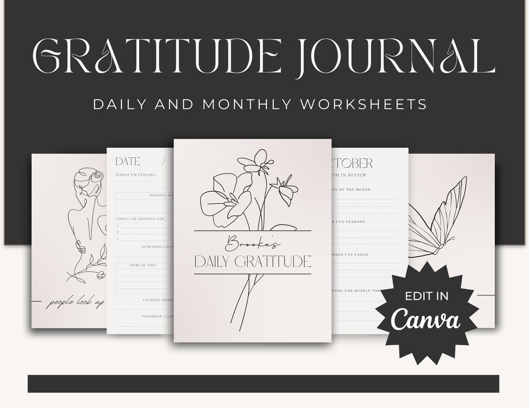 Editable Gratitude Journal Printable | Positive Affirmation Workbook ...