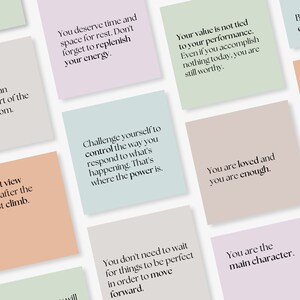Positive Affirmation Self Care Cards, Editable Canva Quotes ...