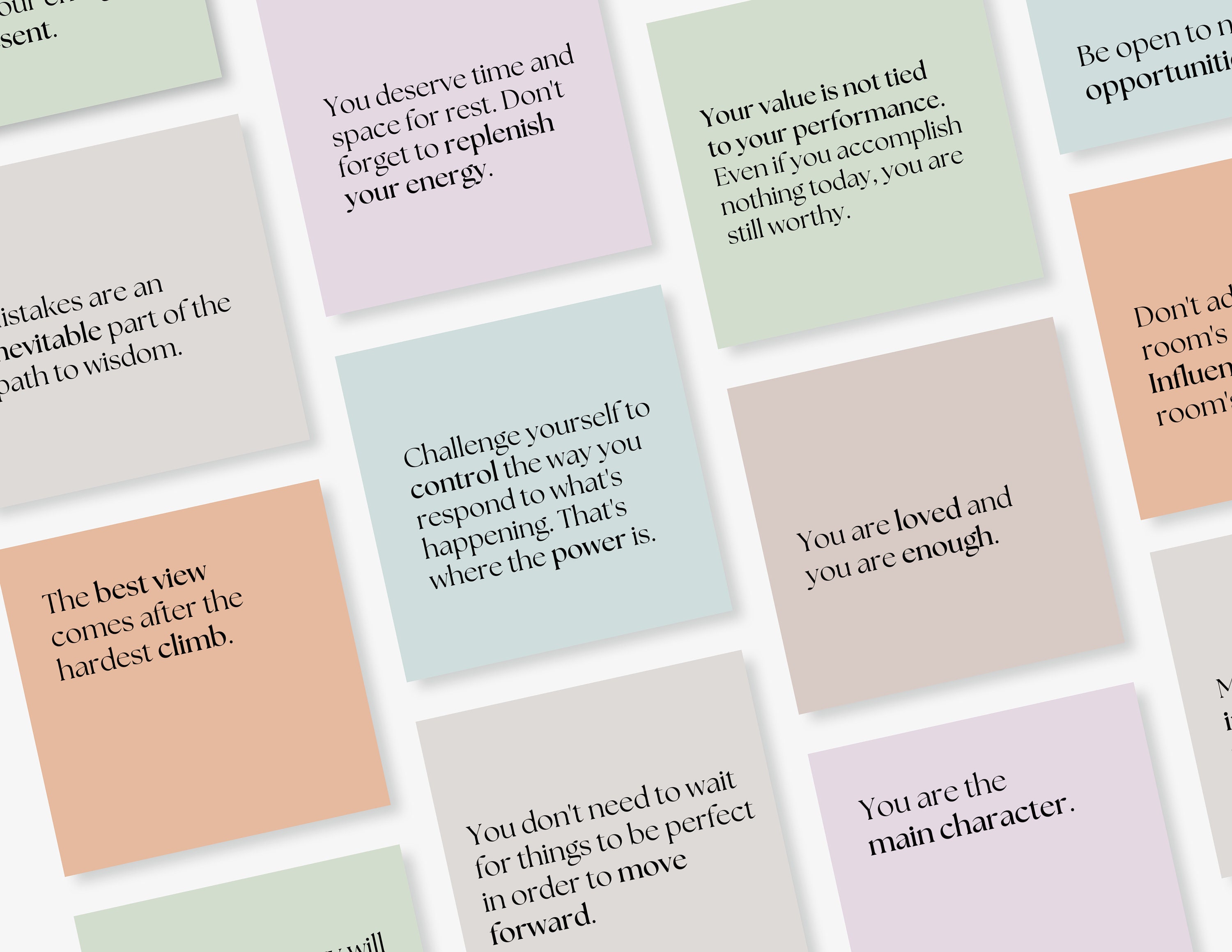 Positive Affirmation Self Care Cards, Editable Canva Quotes ...