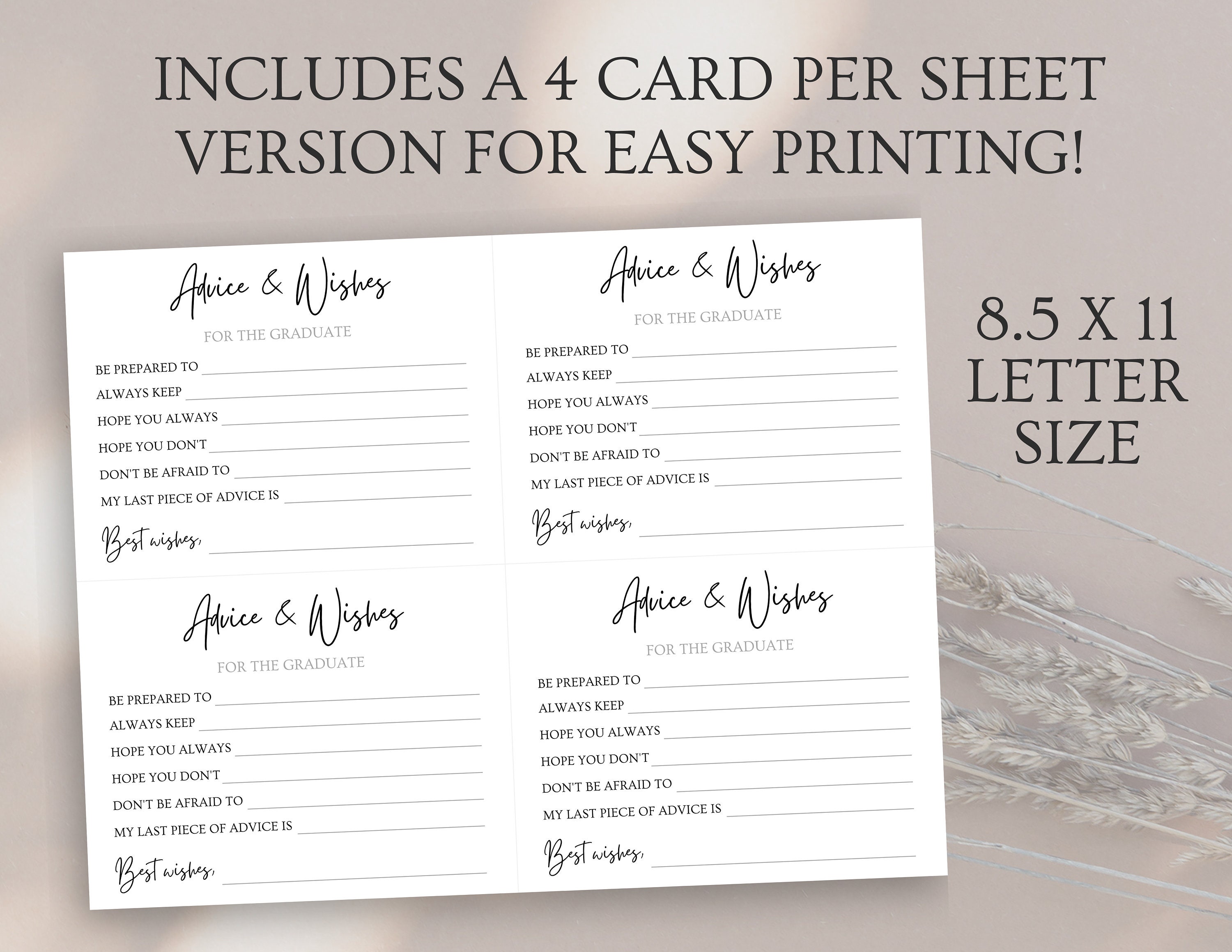 Editable Graduation Advice and Wishes Card Canva Template, Printable ...