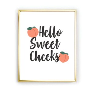 Set of 6 Peach Printables Wall Art, Peachy Clean, Hello Sweet Cheeks ...