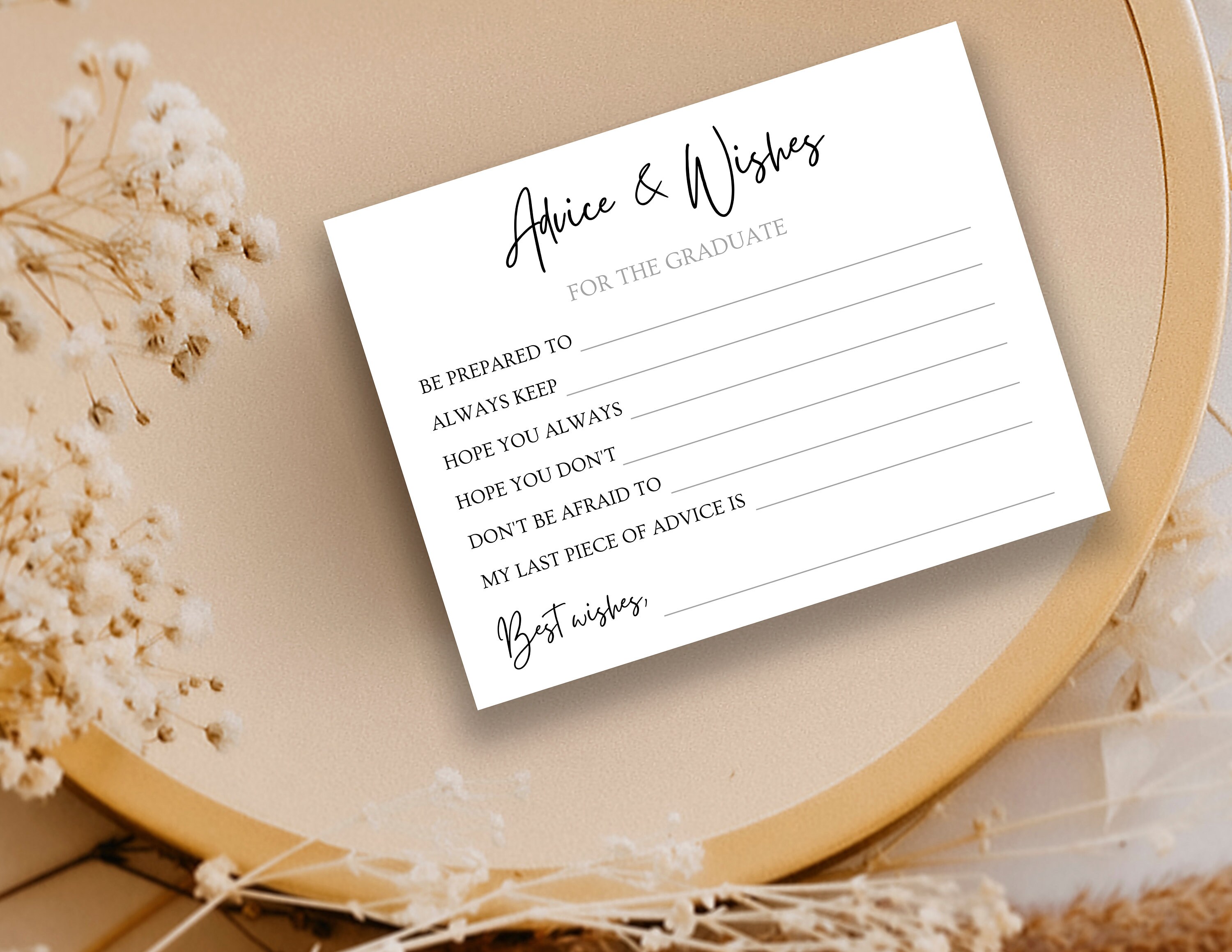 Editable Graduation Advice and Wishes Card Canva Template, Printable ...