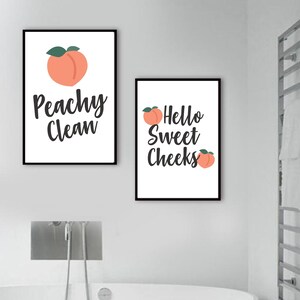 Set of 6 Peach Printables Wall Art, Peachy Clean, Hello Sweet Cheeks ...