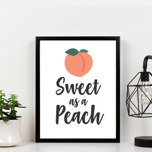 Set of 6 Peach Printables Wall Art, Peachy Clean, Hello Sweet Cheeks ...