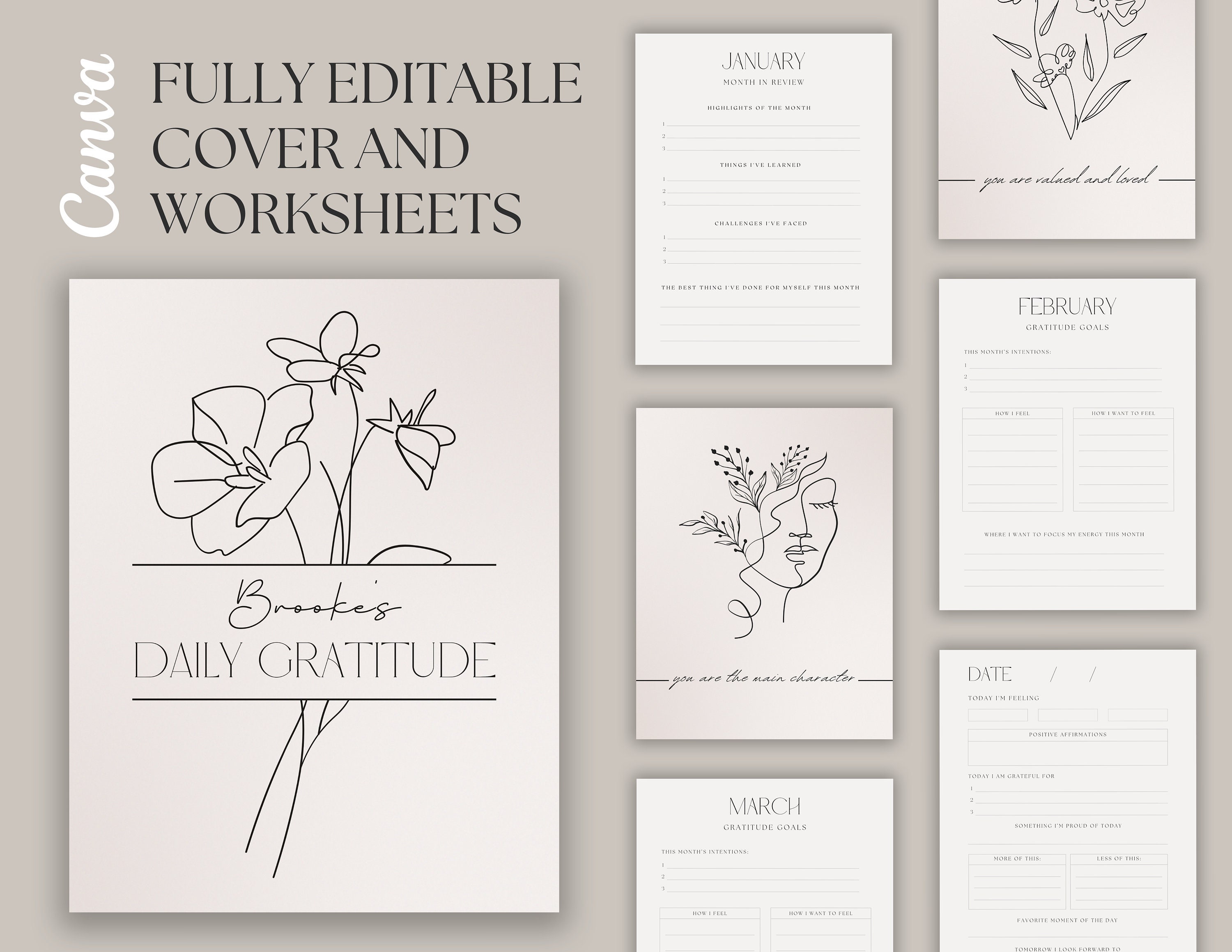 Editable Gratitude Journal Printable | Positive Affirmation Workbook ...