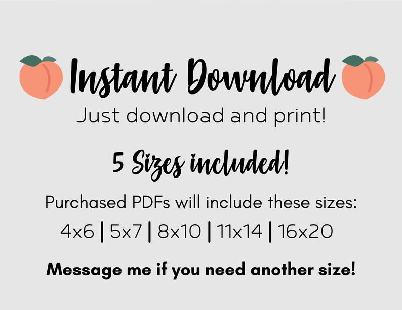 Set of 6 Peach Printables Wall Art, Peachy Clean, Hello Sweet Cheeks ...