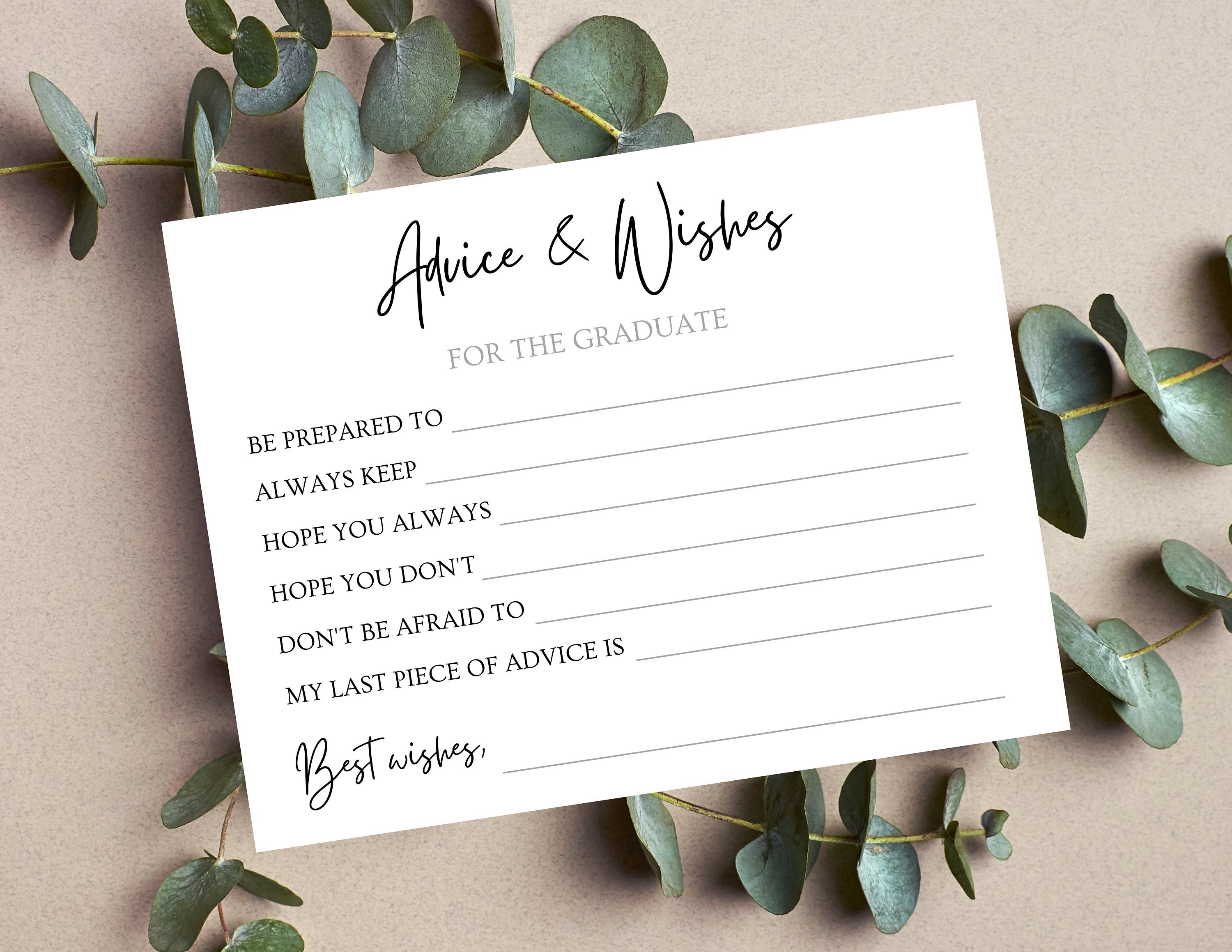 Editable Graduation Advice and Wishes Card Canva Template, Printable ...