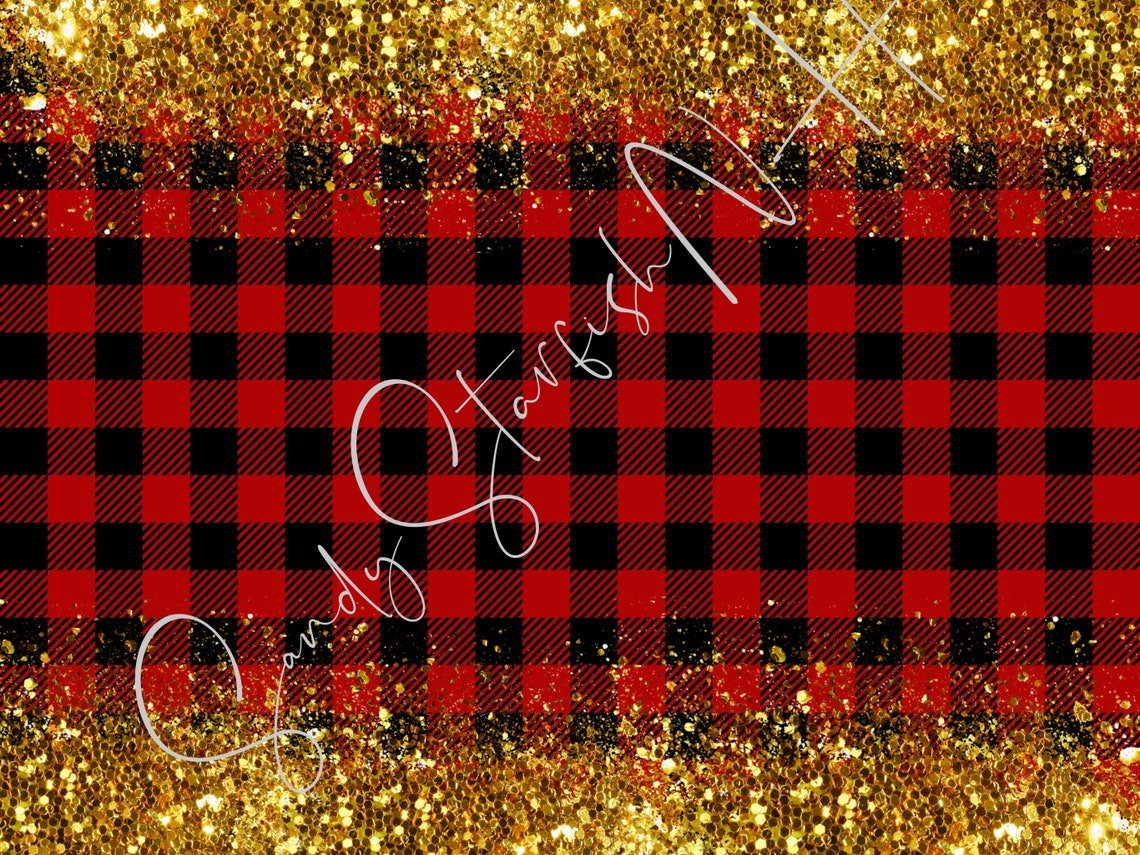 DIGITAL DOWNLOAD PNG Buffalo Plaid Gold Glitter Sublimation | Etsy