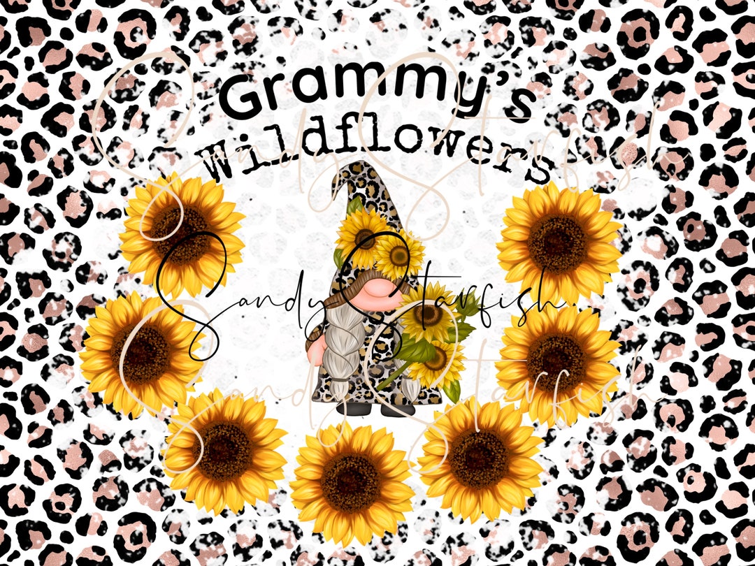 DIGITAL DOWNLOAD PNG Grammy Gnome Leopard Sunflowers 7 Add Your Own ...