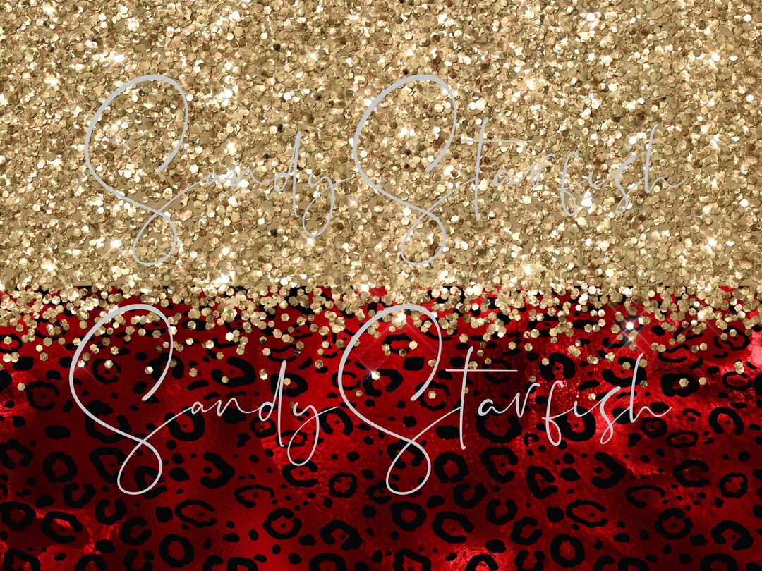 DIGITAL DOWNLOAD PNG Red Gold Glitter Leopard Background or Tumbler ...