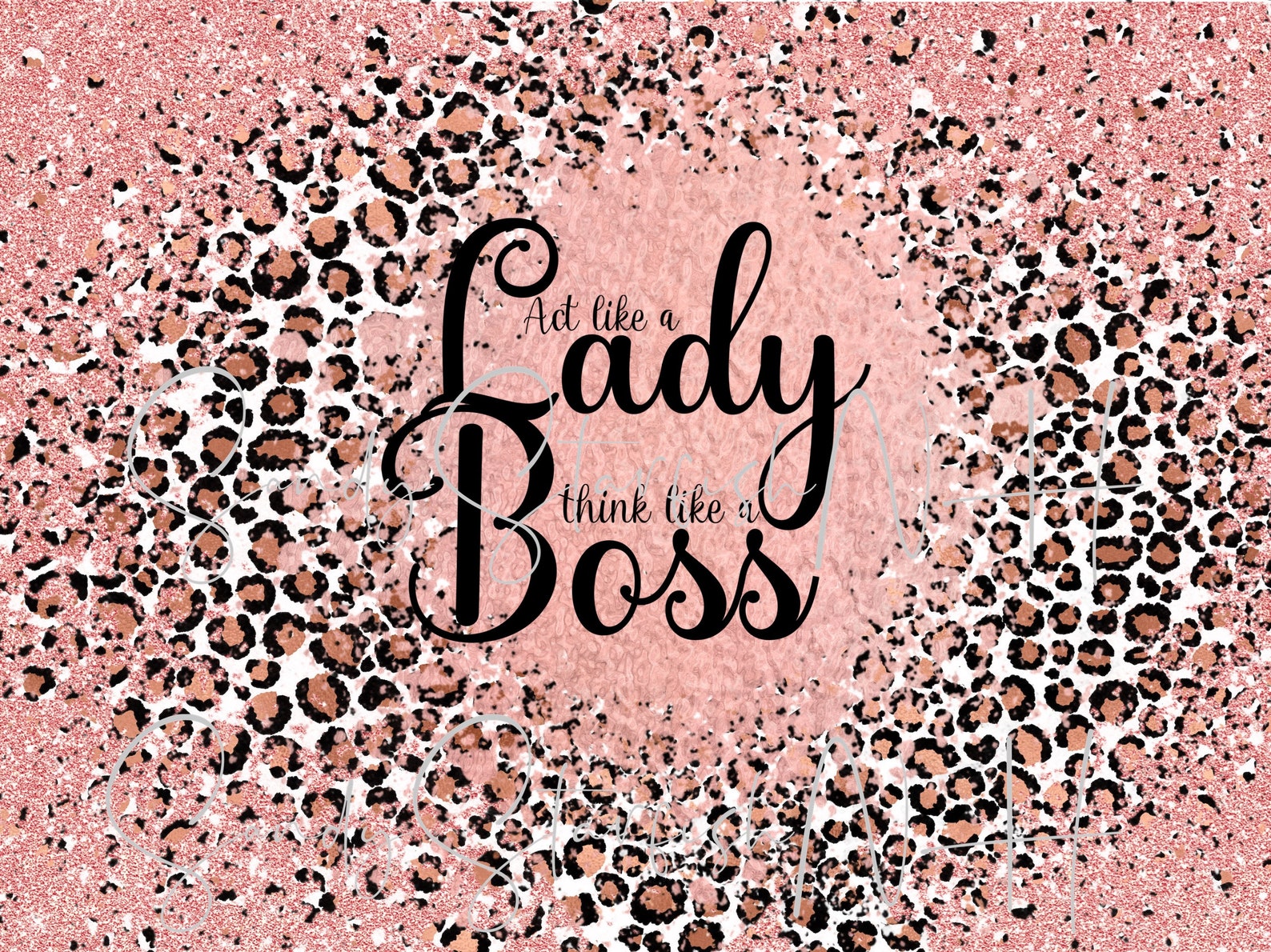 Digital Download PNG Boss Lady Leopard Cheetah Rose Gold Glitter ...