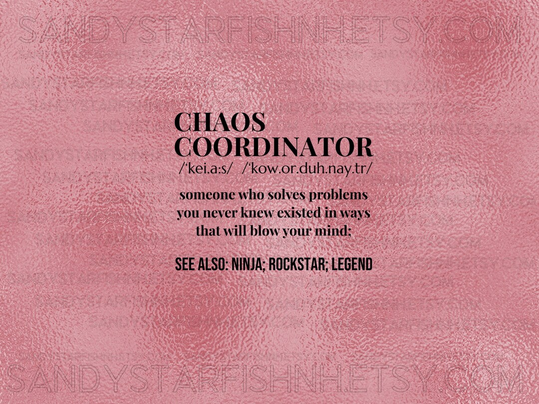 DIGITAL DOWNLOAD Chaos Coordinator Definition Pink Blush Foil ...