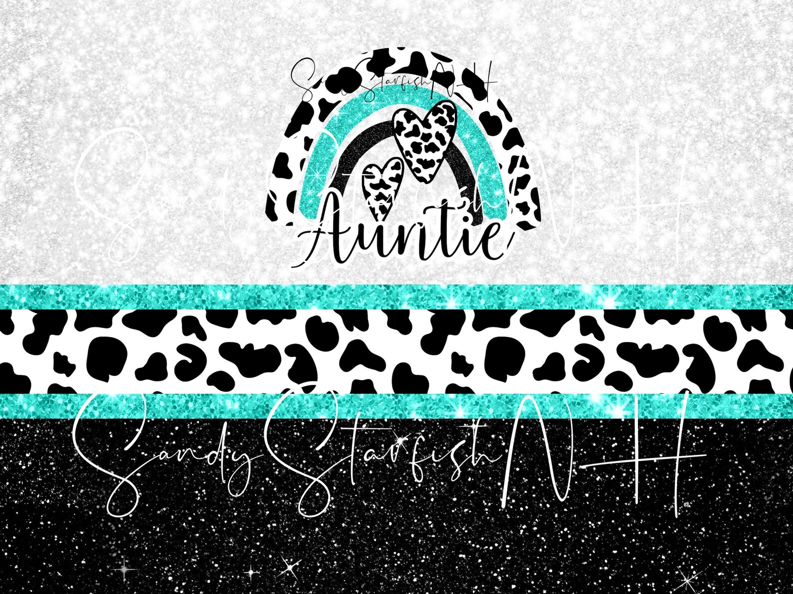 Auntie Png Tumbler Set Turquoise Cow Boho Rainbow DIGITAL - Etsy