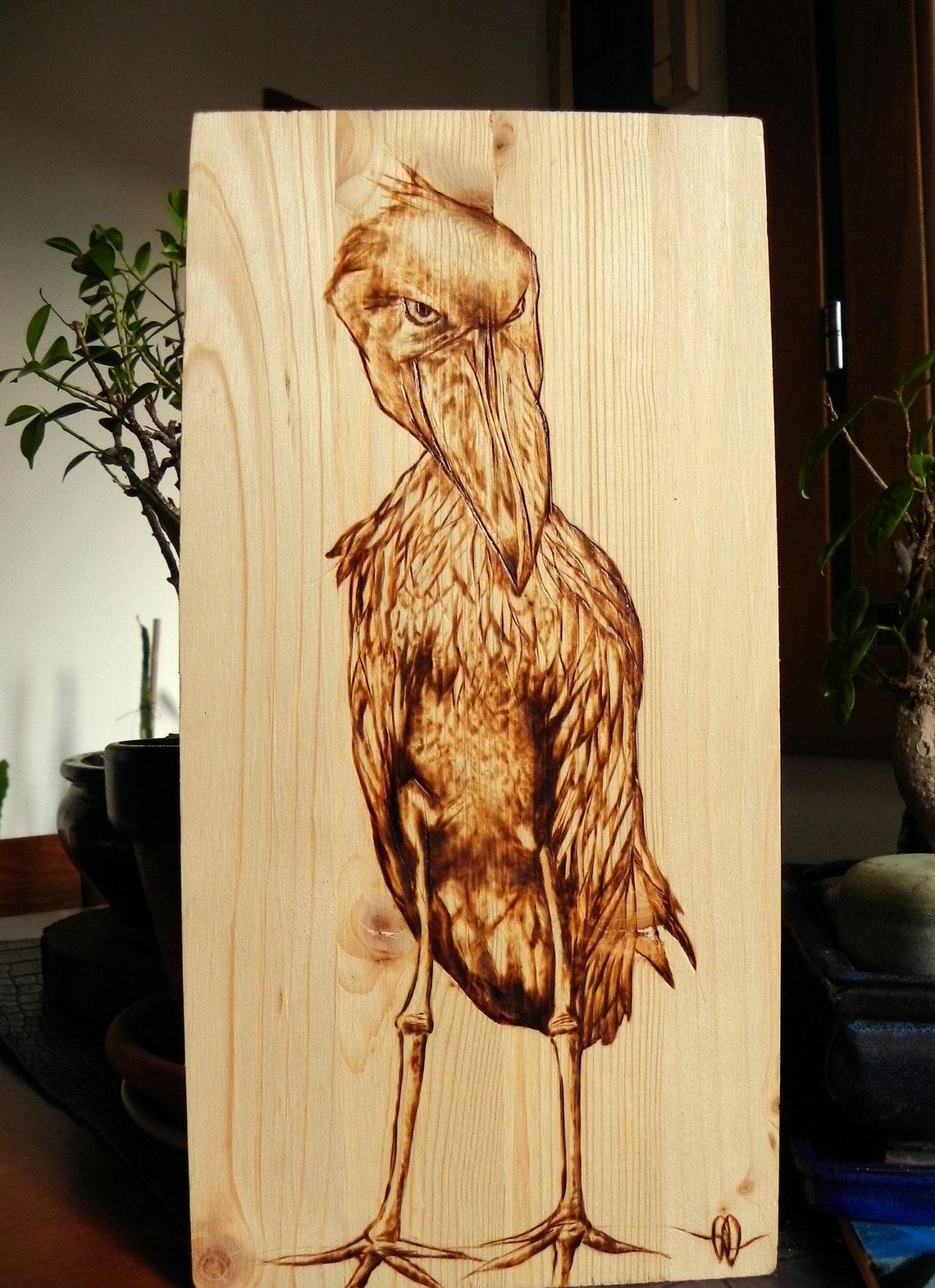 Shoebill Bird With Shoe Beak Picture Engraved on Wood | Etsy