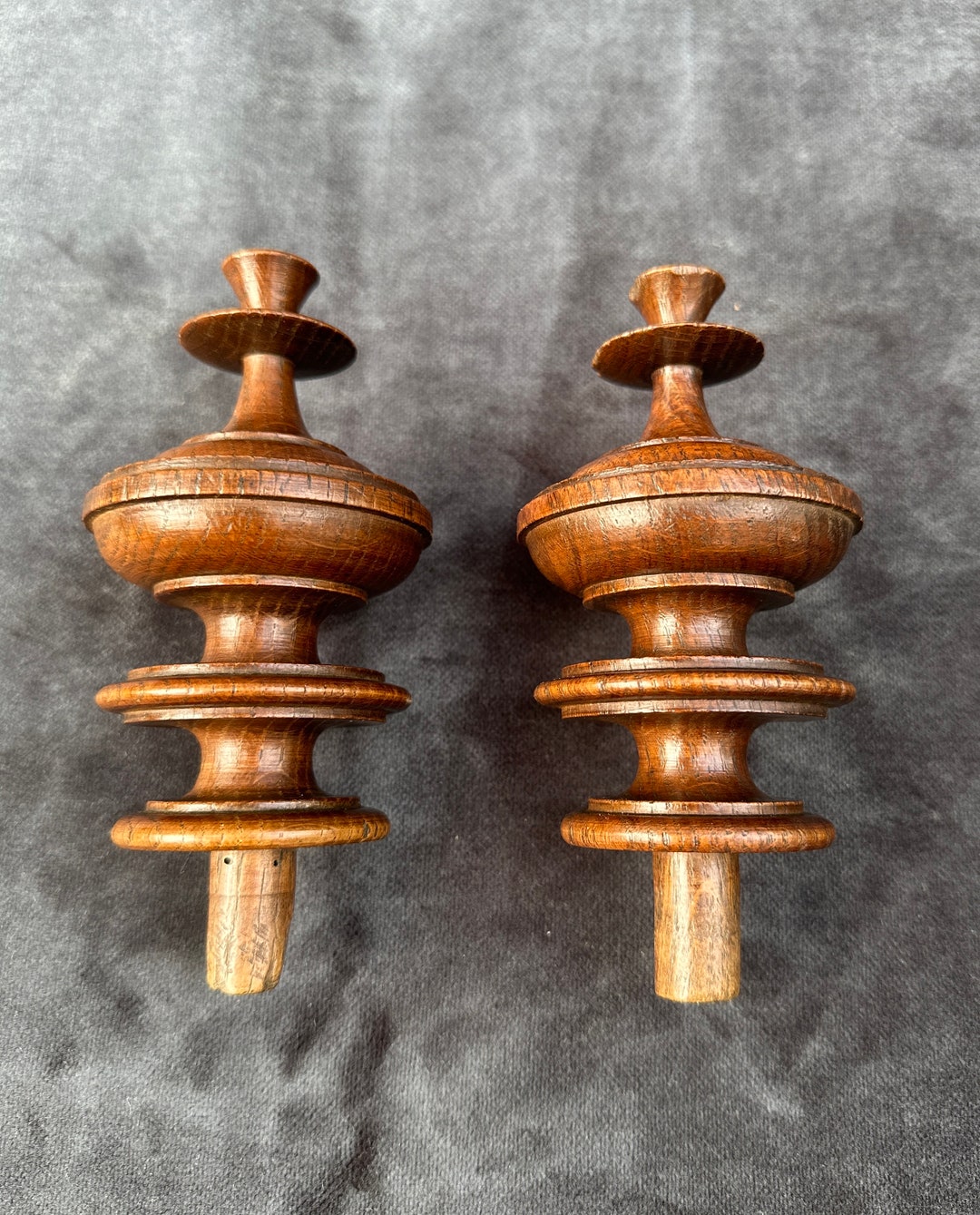 French Antique Pair of Architectural Decorative Oak Wood Finials - Etsy