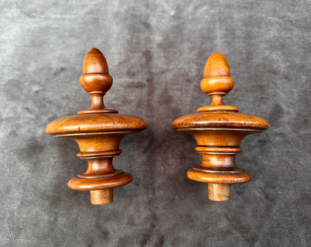 French Antique Pair of Architectural Decorative Walnut Wood Finials. - Etsy