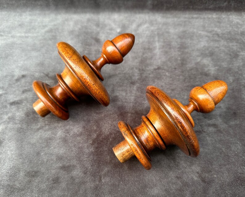 French Antique Pair of Architectural Decorative Walnut Wood Finials. - Etsy