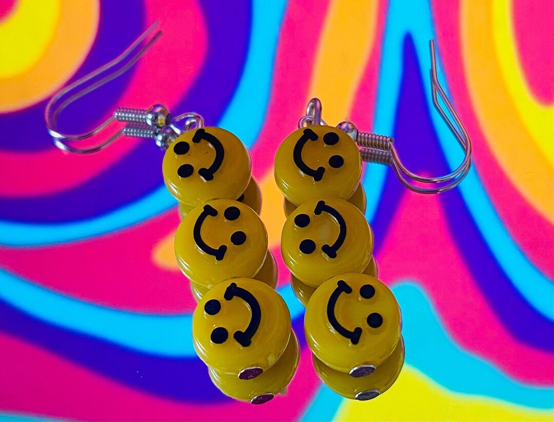 Smiley Face Emoji Dangle Earrings - Etsy