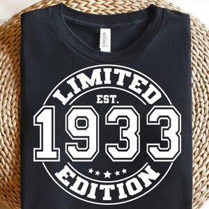 Vintage 1933 Limited Edition Svg Png, Retro 1933 Svg Png, Man 92nd ...