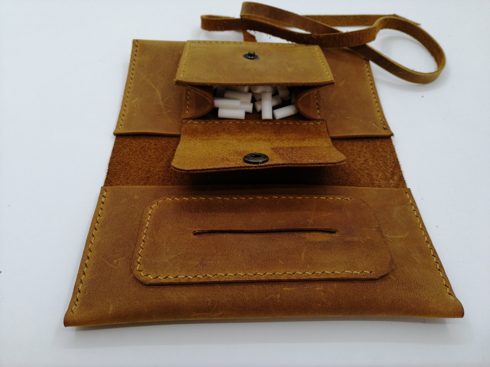 Leather Tobacco Pouch for Men & Women, Rolling Cigarette Case, Tobacco ...