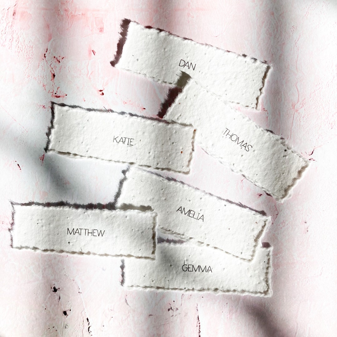 Seeded Paper Place Names, Wedding Decor, Wedding Place Cards, Floral ...